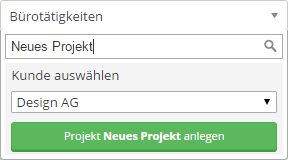 Projekte aus der Zeiterfassung anlegen